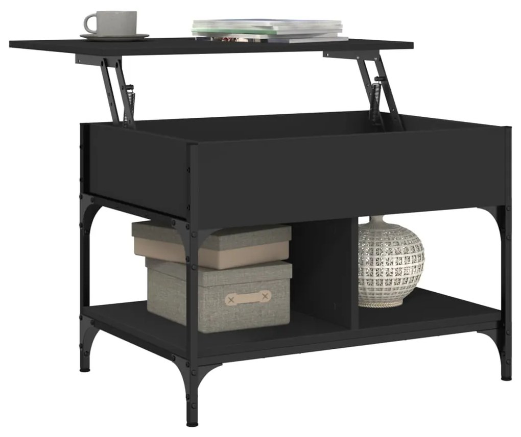 Konferenční stolek černý 70 x 50 x 50 cm kompozitní dřevo a kov - Default Title