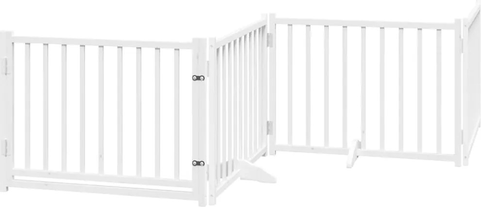 Zábrana pro psy s dvířky skládací 6 panelů bílá 480 cm topol 3155729
