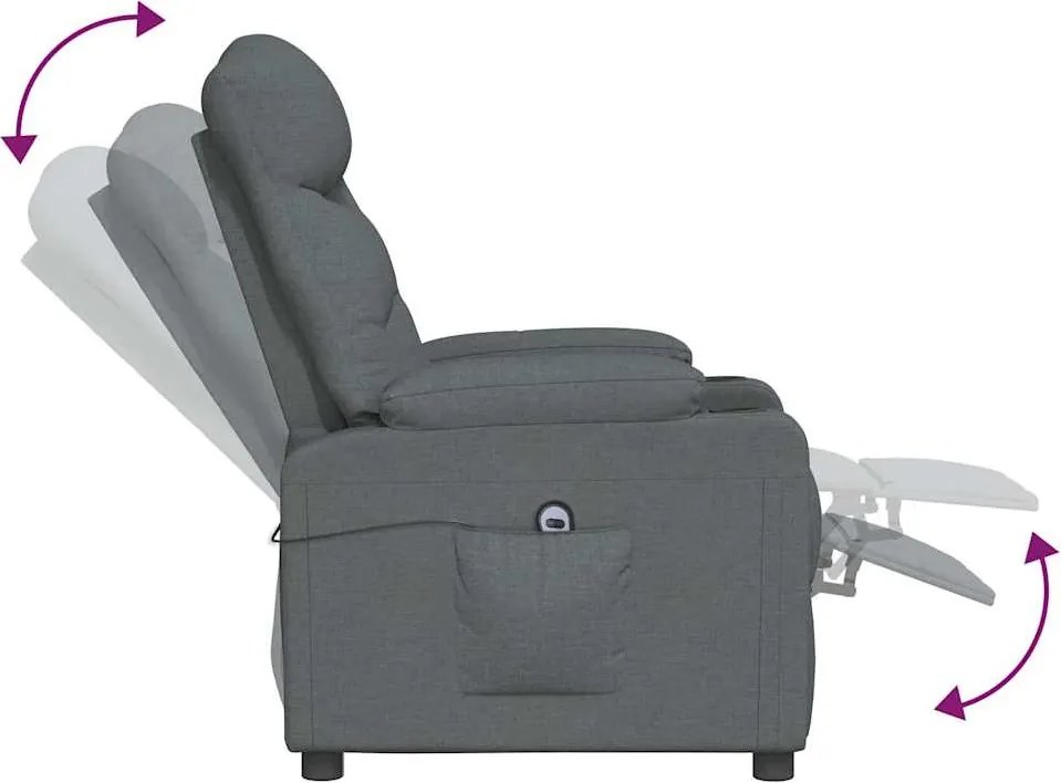 Elektrické polohovací křeslo tmavě šedé textil 3098816