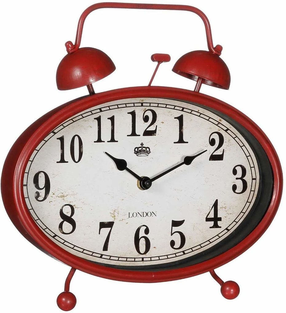 Retro hodinky, stojící červené hodinky jsou vhodné pro byt zařízený v módním oldskůlovým stylu