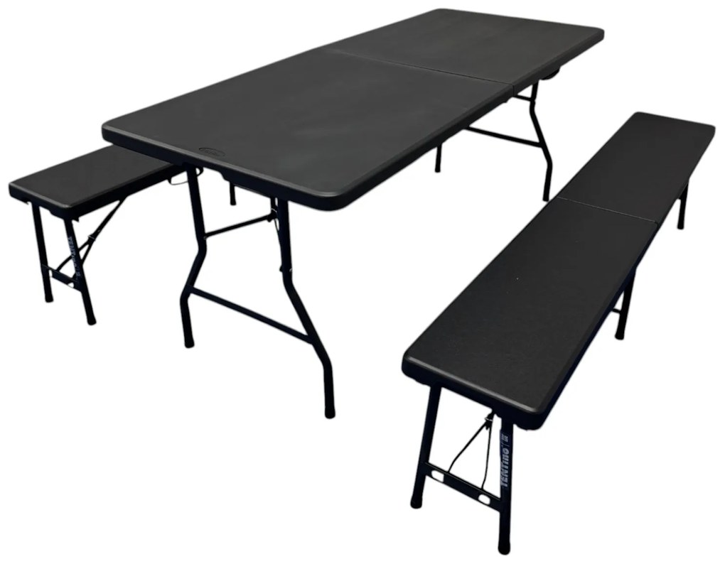 Plastový pivní set skládací BLACK - 180 cm