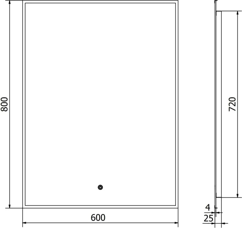 Mexen Erma koupelnové zrcadlo s osvětlením 60 x 80 cm, LED 6000K, antifog, černý rám - 9814-060-080-611-70