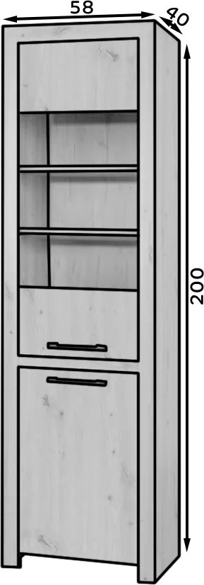 ADRK Furniture Vysoká vitrína JANEZ ADRK-SHC-JAN-58-A