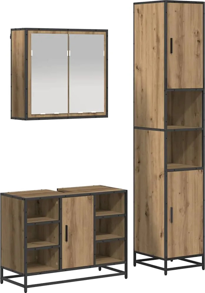 Sada koupelnového nábytku 3 ks Artisanový dub 80 x 33 x 60 cm 3402546