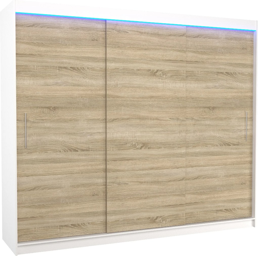ADRK Furniture Posuvná skříň s LED osvětlením ANTOS 250 SW-ANT-W+S-250+L-V369
