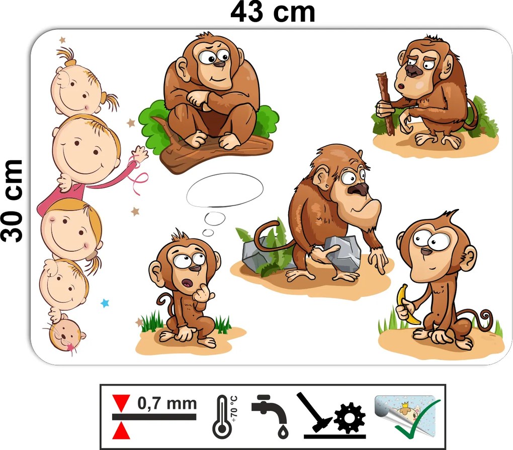 PokojovaDekorace.cz, Dětské prostírání - 079, Opice, 43x30cm