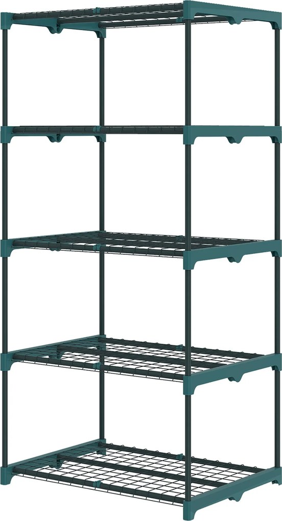 Outsunny stojan na rostliny se 5 policemi – do interiéru i exteriéru, tmavě zelený, 67 × 49 × 138 cm | Aosom