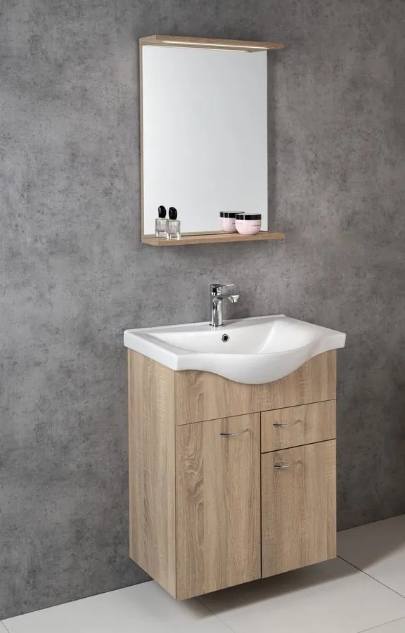 Aqualine Korin Strip zrcadlo s led osvětlením 50 x 70 x 12 cm dub platin hnědá KO995S