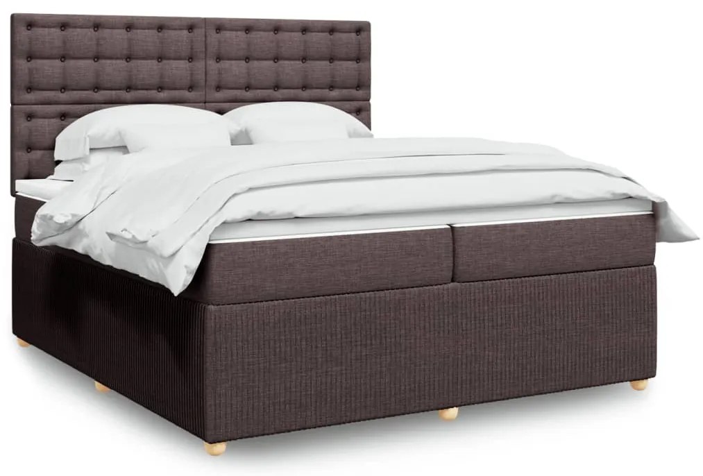 Box spring postel s matrací tmavě hnědá 200x200 cm textil