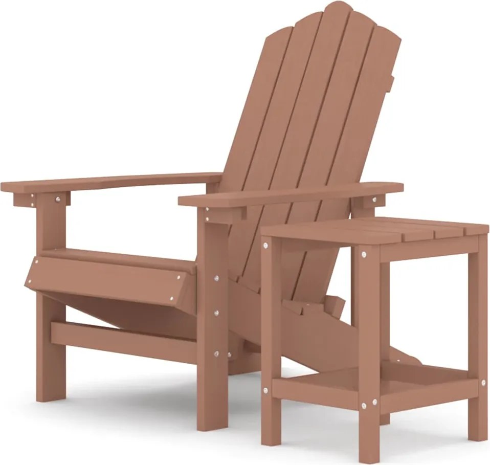 Zahradní křeslo Adirondack se stolkem HDPE hnědé 3095702