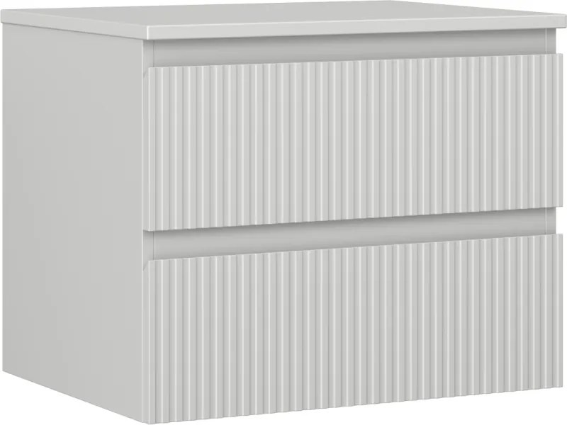 Mexen Rivel, koupelnová skříňka 60 cm s pracovní deskou, 2 zásuvky, drážkovaná, matná šedá, 91A20-06047-2-BFFC62