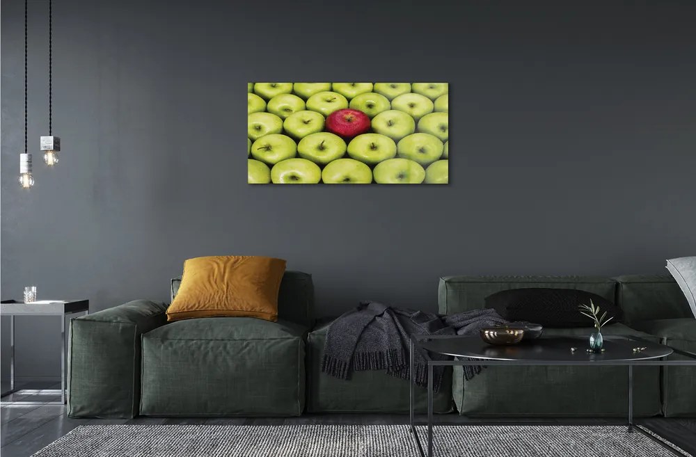 Obraz na skle Zelená a červená jablka 120x60 cm