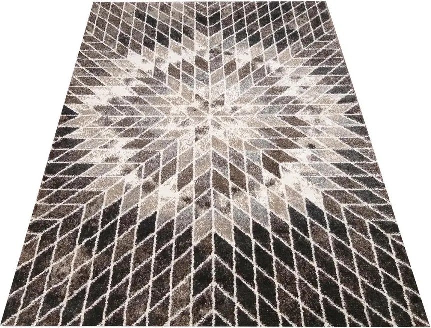 DY Hnědý koberec s geometrickým vzorem Panamero 10 Rozměr: 60x100 cm