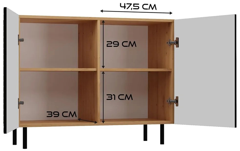 Komoda KAMA 2D SLIM dub artisan/černá