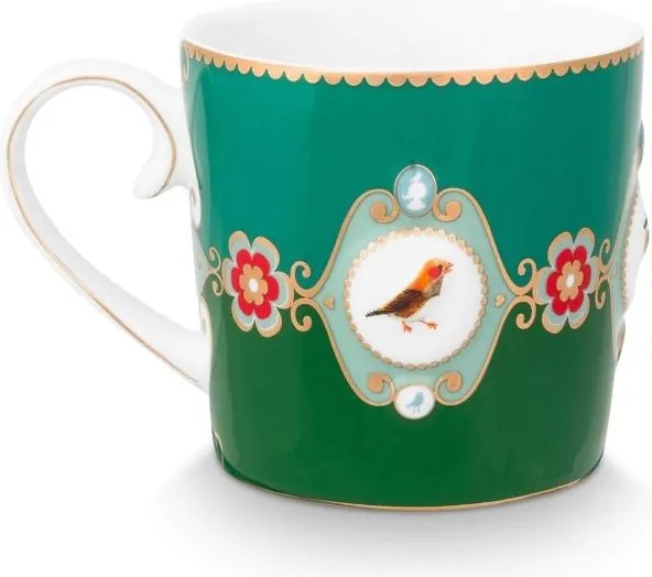 Pip Studio Love Birds hrnek 165ml, tmavě zelené (Porcelánový hrnek Love Birds)