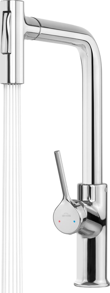 Invena Farsala, vysoká dřezová baterie s 2-funkční výsuvnou výlevkou h-369, chromová, INV-BZ-40-L01-S