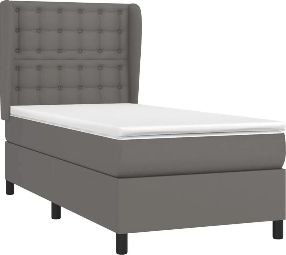 vidaXL Box spring postel s matrací 90x190 cm umělá kůže [3129007] Barva: Šedá