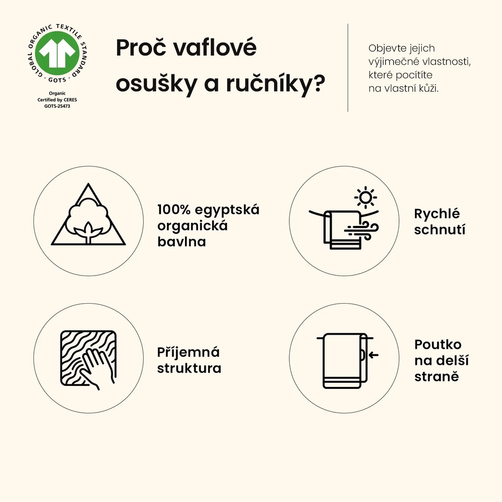 Vaflové ručníky a osušky - světle šedá - GOTS Velikost: osuška 70 x 140