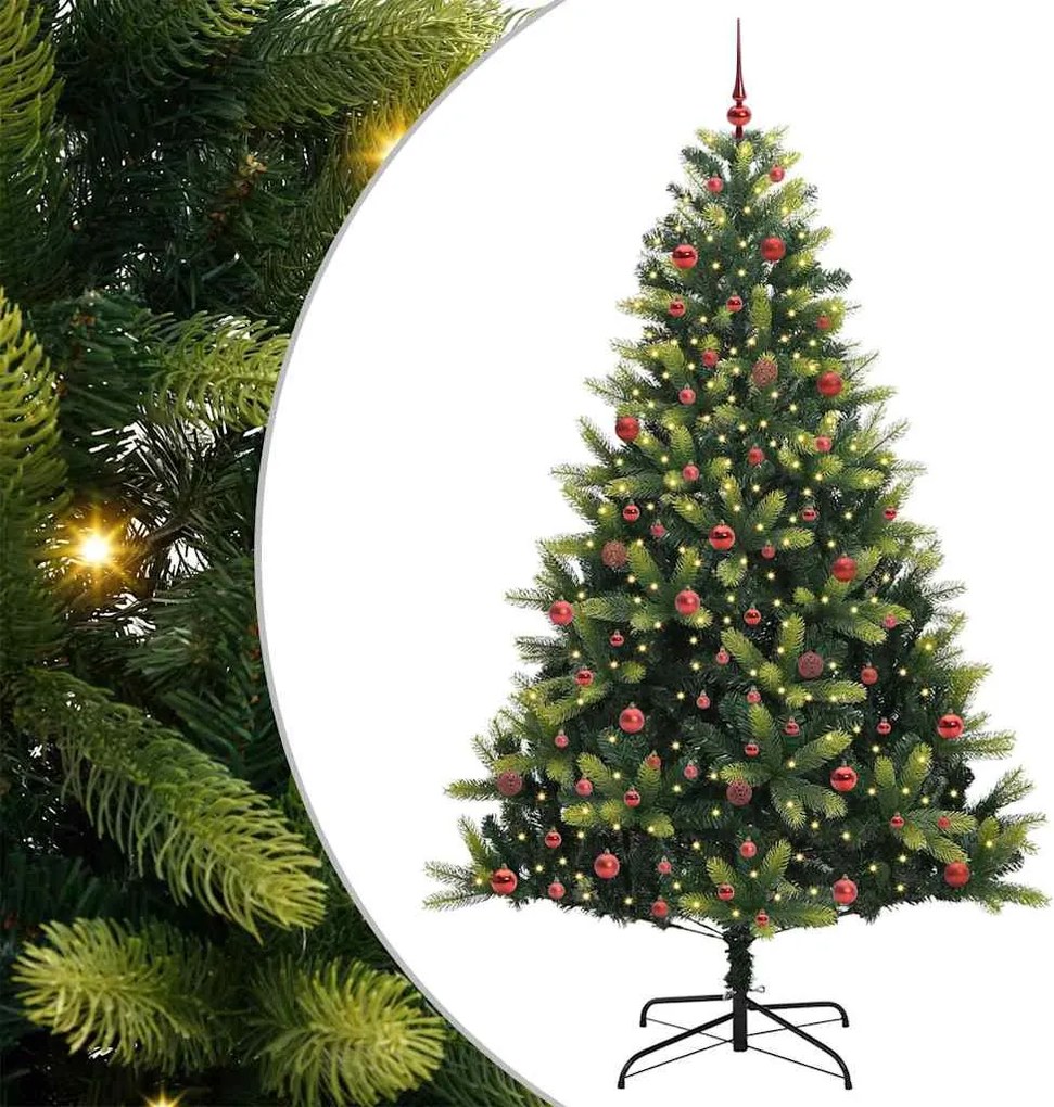 Umělý skládací vánoční stromeček 300 LED Zelená 210 cm PVC a PE 3396000