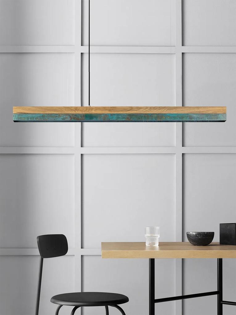 Lineární svítidlo Gant C2 2700K, d. 92cm, oxidovaná měď Barva el. vedení: Grafitová šedá, Povrch - materiál: Dubové dřevo, Délka kabelu: 3 m