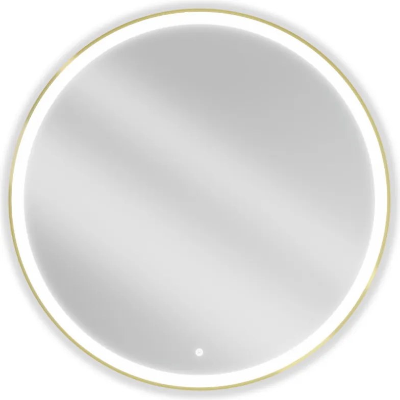 Mexen Esso, kulaté LED podsvícené koupelnové zrcadlo 100 cm, 6000K, topná podložka proti zamlžování, zlatý rám, 9825-100-100-611-50