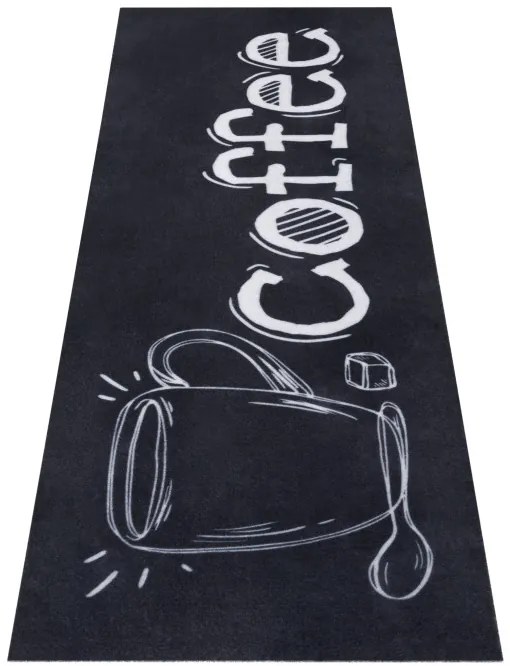 Koberec / Běhoun Hanse Home Cook & Clean Runner Cup Of Coffee černý / bílý