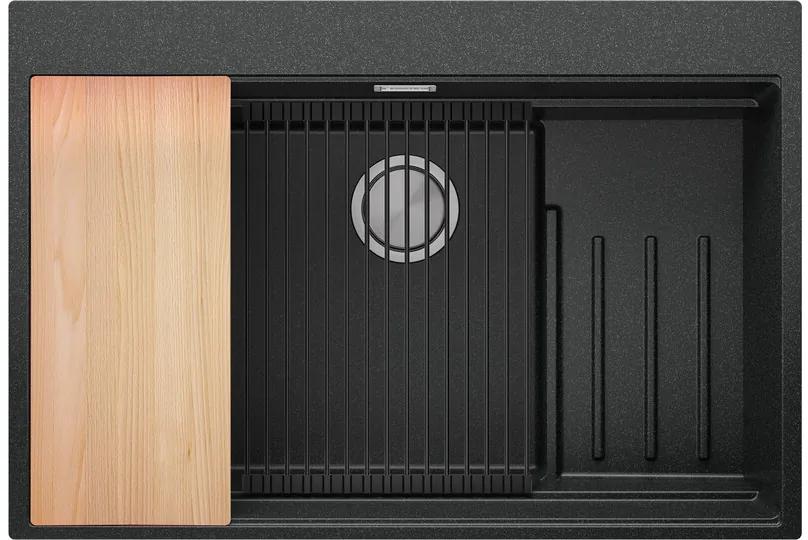 Primagran Kuchyňský dřez granitový jednokomorový s vnitřním odkapávačem Step a největší komorou MAX Oslo 80 Multilevel + Dárek