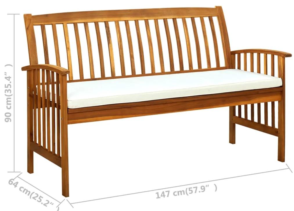 Zahradní lavice s poduškou 147 cm masivní akáciové dřevo,  312134