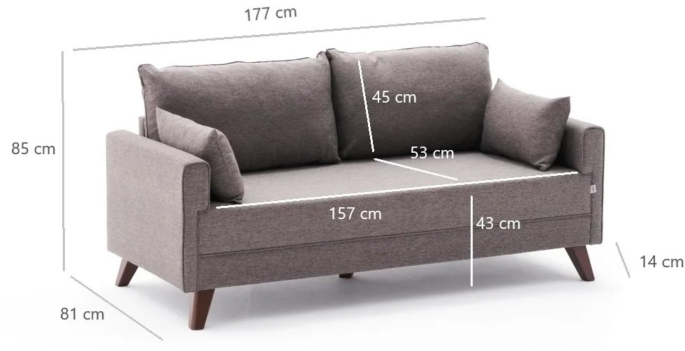 Atelier del Sofa 2-místná pohovka Bella Sofa For 2 Pr - Brown, Hnědá