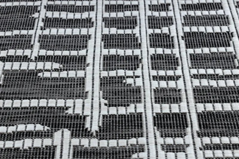 Dywany Łuszczów, Kusový koberec Sion Sisal Trellis 22144 black/ecru – na ven i na doma, 160x220, šedá, chodba / předsíň