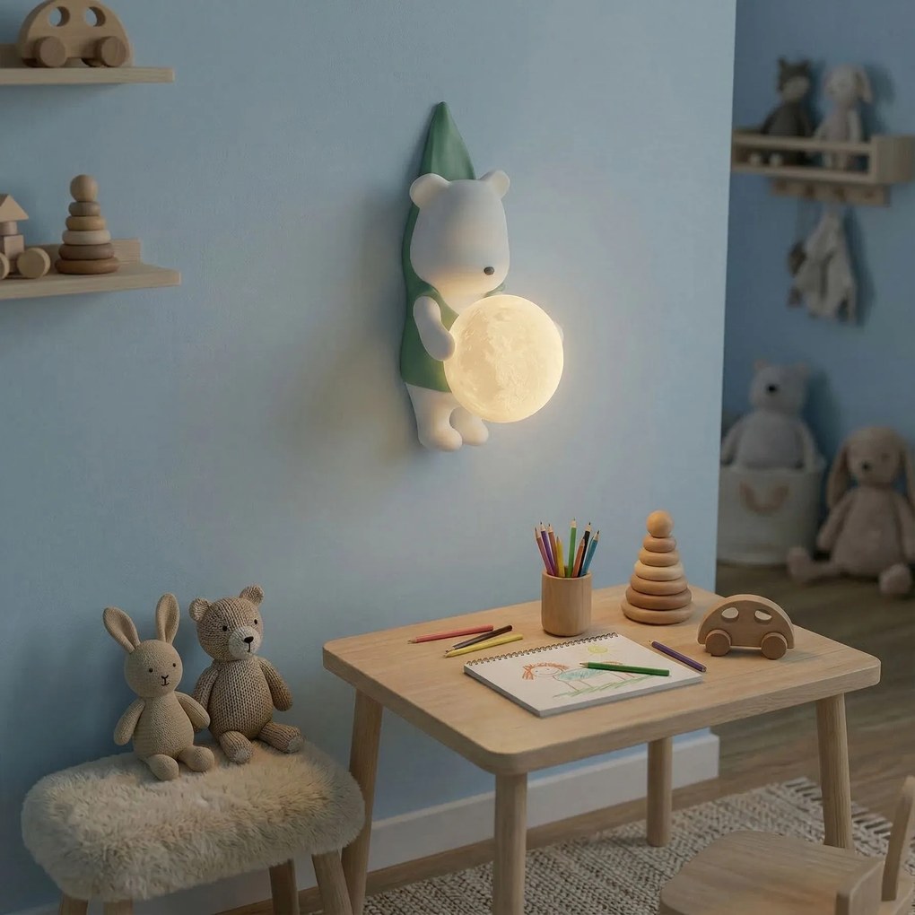 Toolight G169-1W, dětské nástěnné svítidlo Medvídek v tričku, 1xG9, G169-1W BLUE, OSW-07809