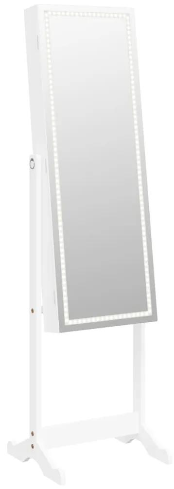 Zrcadlová šperkovnice s LED světly volně stojící bílá - Default Title