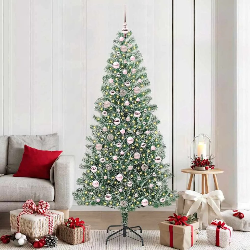 Umělý vánoční stromeček se sněhem a LED osvětlením 210 cm 3396826