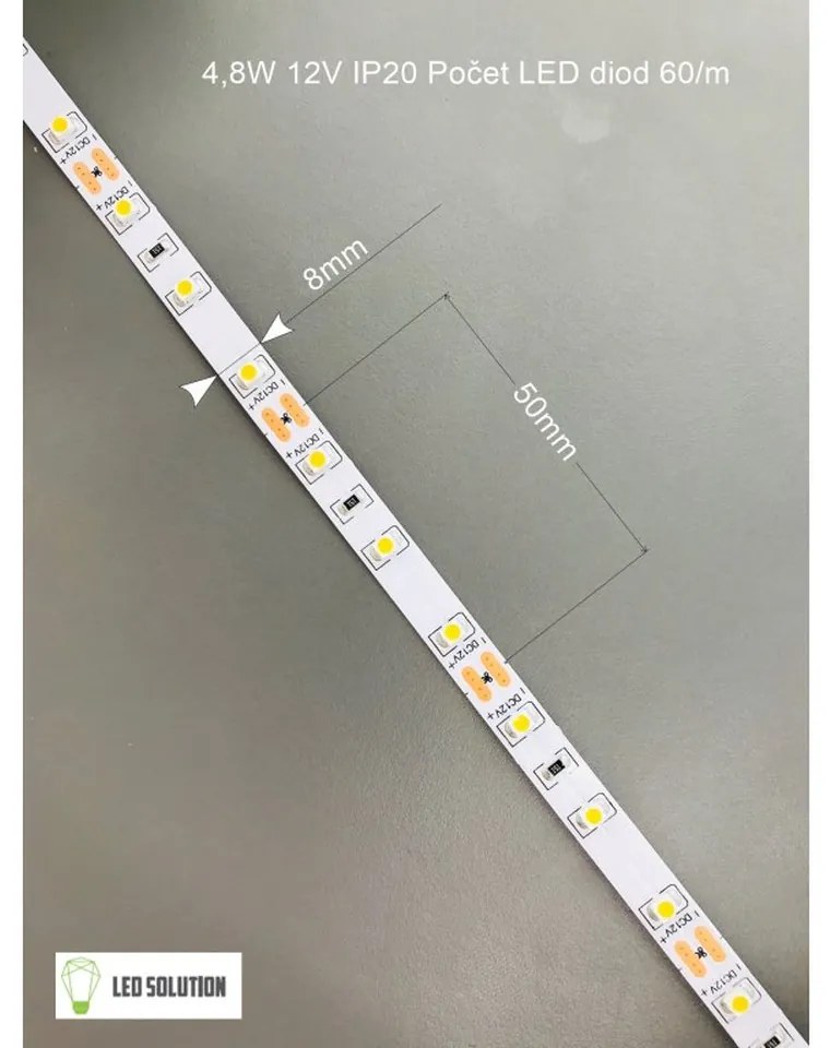 LED Solution LED pásek 4,8Wm 12V bez krytí IP20 5 metrů + adaptér 36W + stmívač s DO Barva světla Modrá