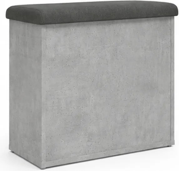 skříňka na boty, botník s polstrováním, lavice, sedací, police, dřevo/látka, 52x63x32 cm, beton šedá/šedá, Dekorino BS20260012