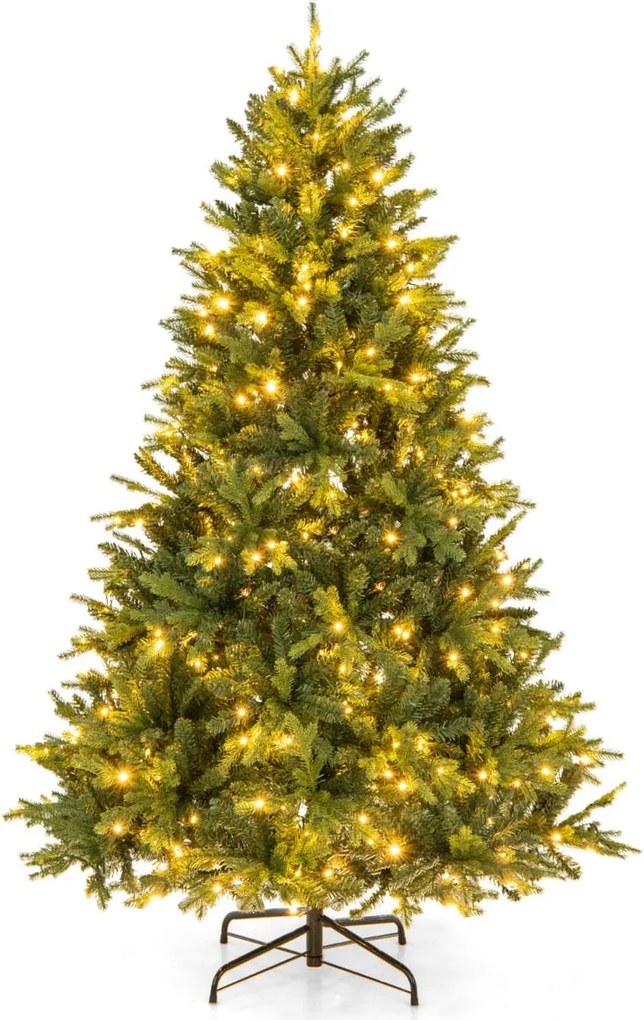 Costway 180 cm umělý vánoční stromek s LED diodami ve vícebarevné a teplé bílé