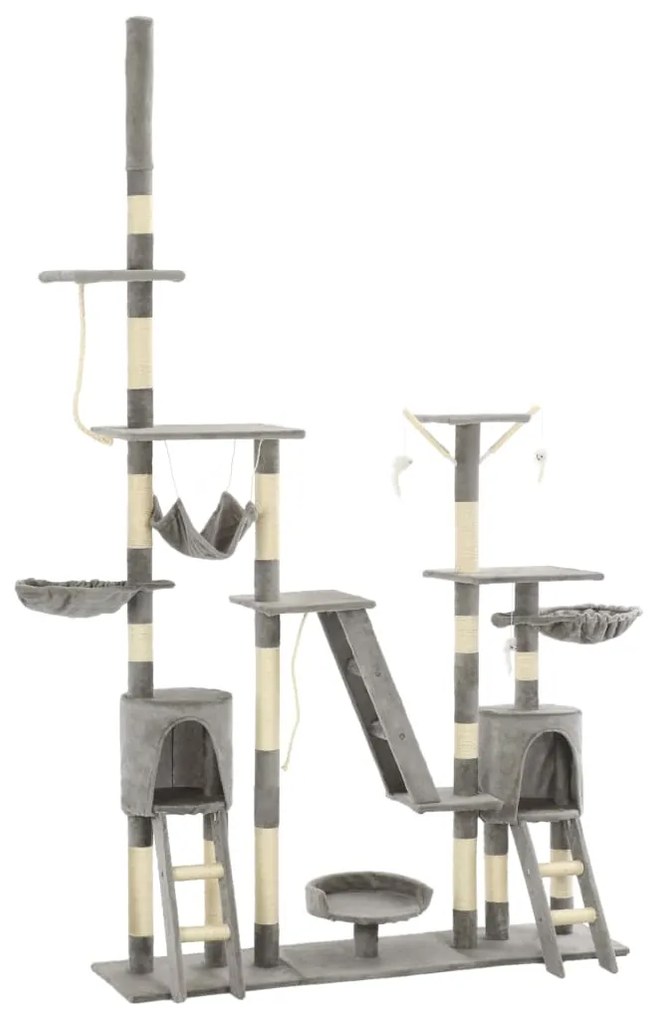 Škrabadlo pro kočky se sisalovými sloupky 230–250 cm šedé 170617