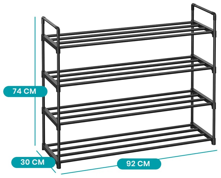 Kovový botník se 4 policemi 92x30x72cm
