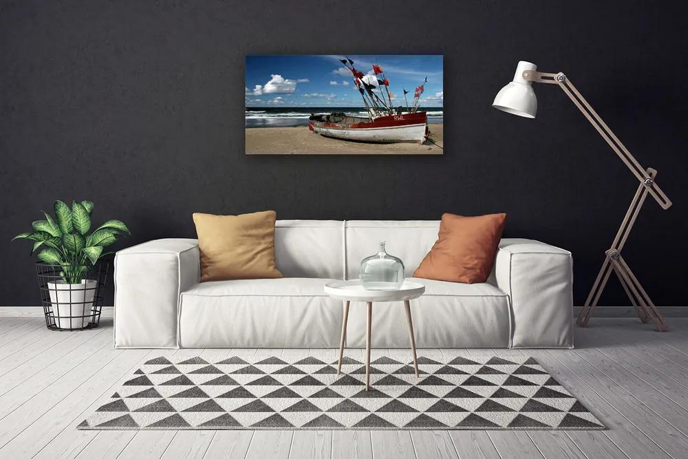 Obraz na plátně Moře Pláž Loďka Krajina 120x60 cm
