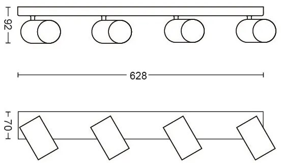 Philips 50594/30/PN - Bodové svítidlo MYLIVING KOSIPO 4xGU10/5,5W/230V