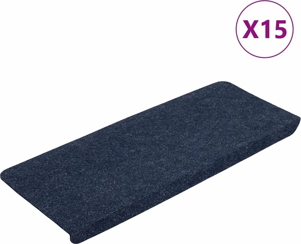 vidaXL Samolepicí nášlapy na schody 15 ks 65x24,5x3,5 cm [343478] Barva: Modrá
