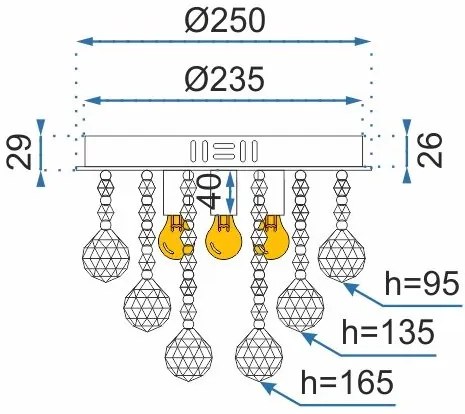 Toolight - Křišťálová stropní lampa Glamour 3xG9 APP403-C, chromová, OSW-00550