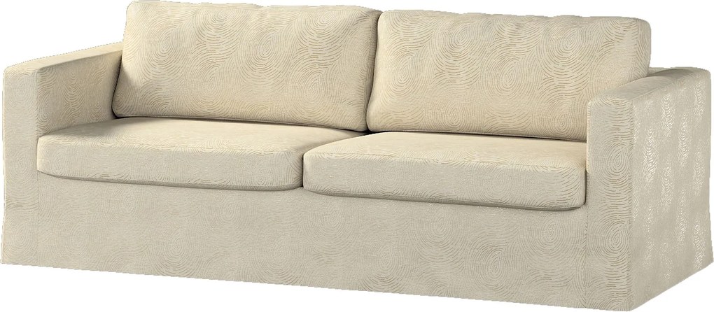 Potah na pohovku IKEA Karlstad 3-místná, nerozkládací, dlouhý barva béžová látka lesklé, pletený vzor, vzorované