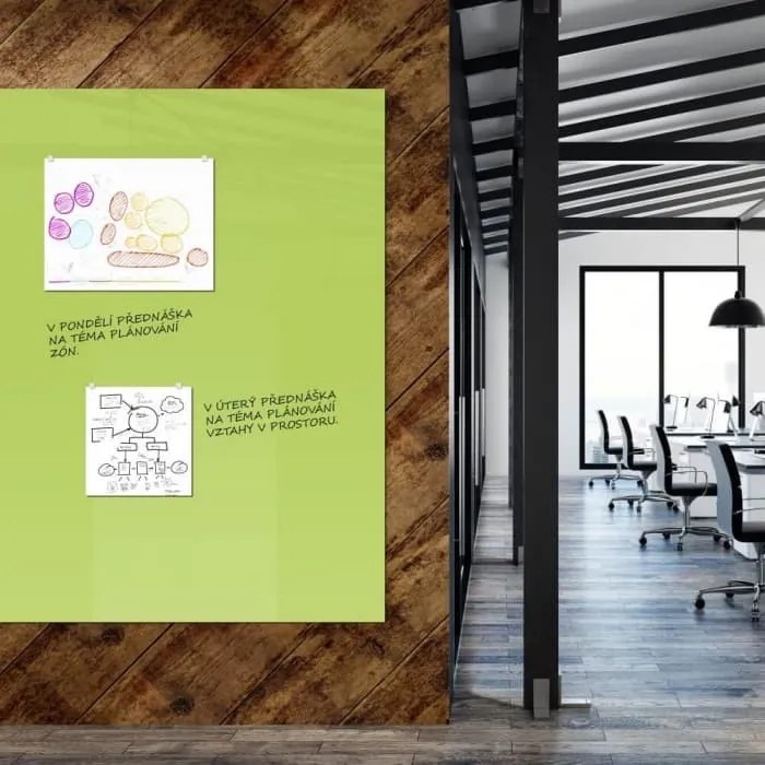 Zelená pistáciová skleněná pracovní a kancelářská tabule Smatab® - 120 × 180 cm