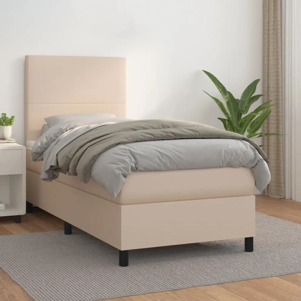 vidaXL Box spring postel s matrací 80 x 200 cm umělá kůže [3142693] Barva: cappuccino