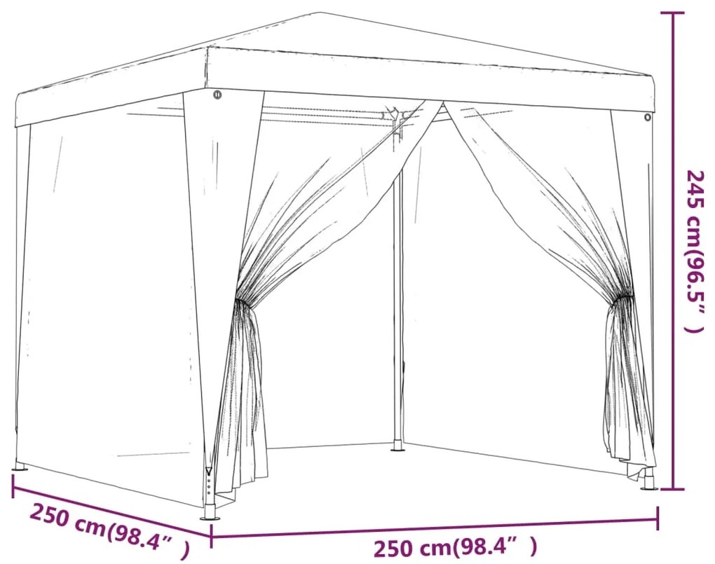 vidaXL Marketos Party stan se 4 bočními stěnami ze síťoviny 2,5 x 2,5 m bílý