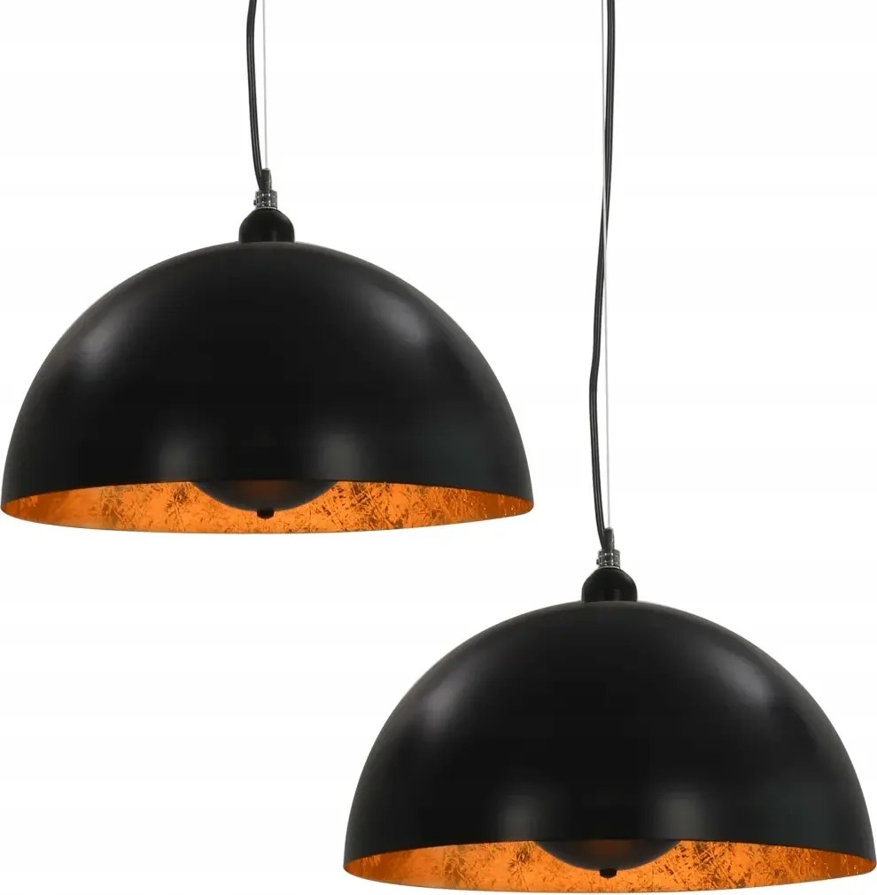 vidaXL Stropní lampy, 2 ks, černo-zlaté, půlkruhové, 40 cm, E27