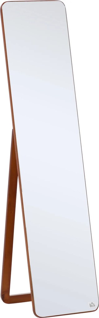 HOMCOM Zrcadlo v plné délce s čtvercovým rámem a 2 možnostmi montáže, moderní jedlový rám pro chodbu, ložnici, obývací pokoj 37x43x156 cm Ořech | Aoso