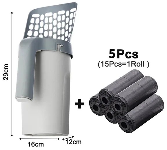 Nádobka na kočičí exkrementy spojená s lopatkou - údržba kočičí toalety Druh: With 5rolls of garb