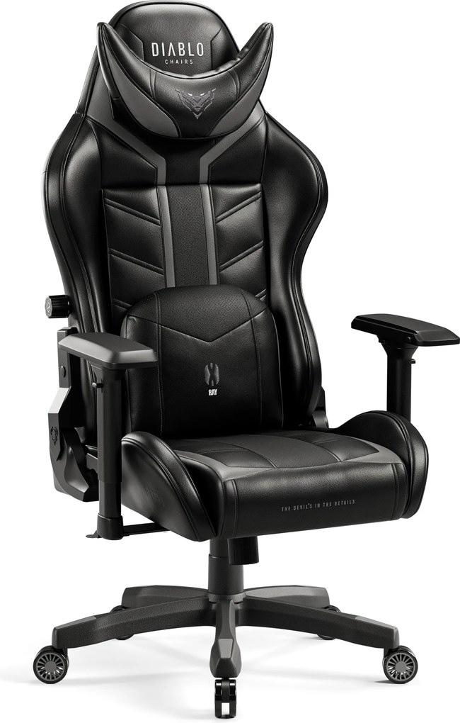 Herní židle z ekokůže King Size, černý-šedý: Diablo X-Ray 2.0